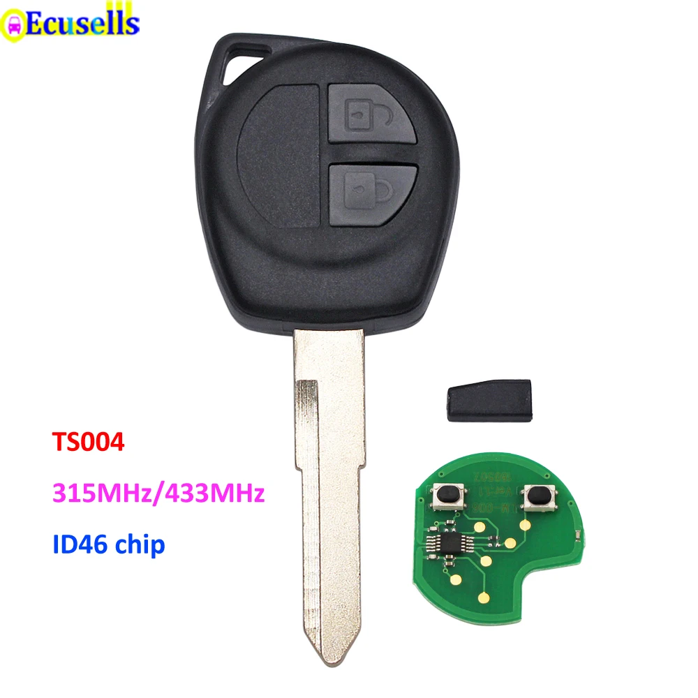2 Buttons 315MHZ/433Mhz Remote Key for Suzuki SX4 Swift with ID46 Chip ...