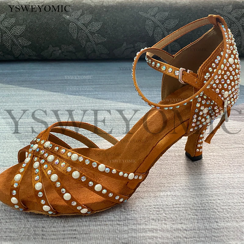 Zapatos de baile latino con diamantes de imitación para mujer ...