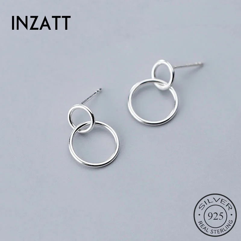 Inzatt Real 925 Sterling Silver Minimalist Round Stud Earring For ...