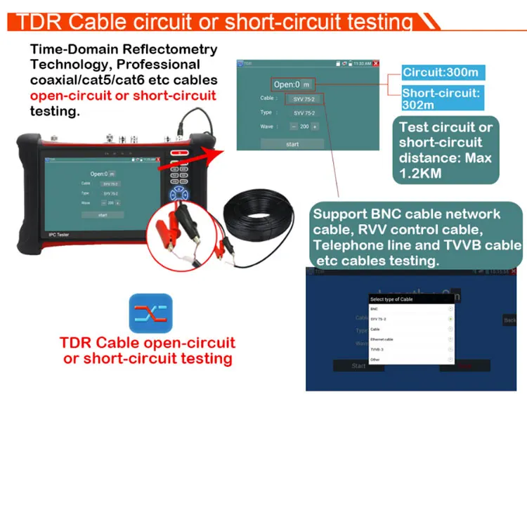 7 inch monitor CCTV Tester 8MP TVI CAI 5MP ADH monitor SDI IP Tester ...