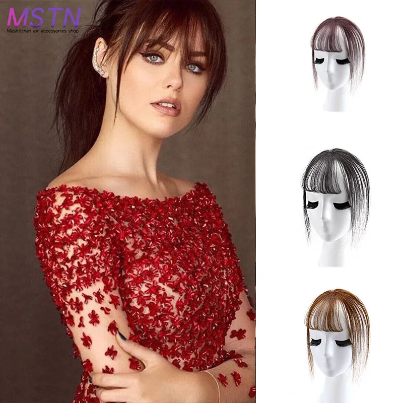MSTN Synthetic Air Bangs Black Brown 3D Bangs High Temperature Hair ...