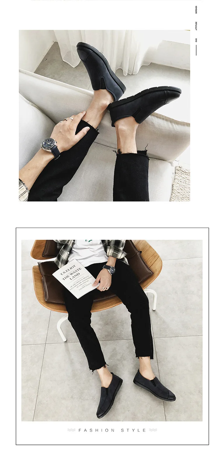 Новинка; сезон осень; мужская повседневная обувь без застежки; обувь ...