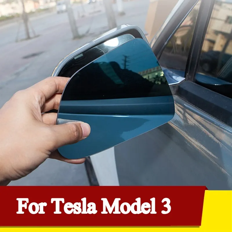 1 Pair Side Rearview Mirror Blue Glass Lens For Tesla Model 3 ...