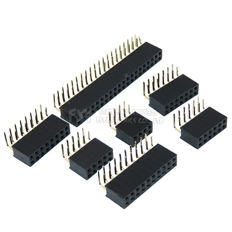 2.54mm R/A Double Row Female 2~40P PCB Board Right angle Pin Header ...