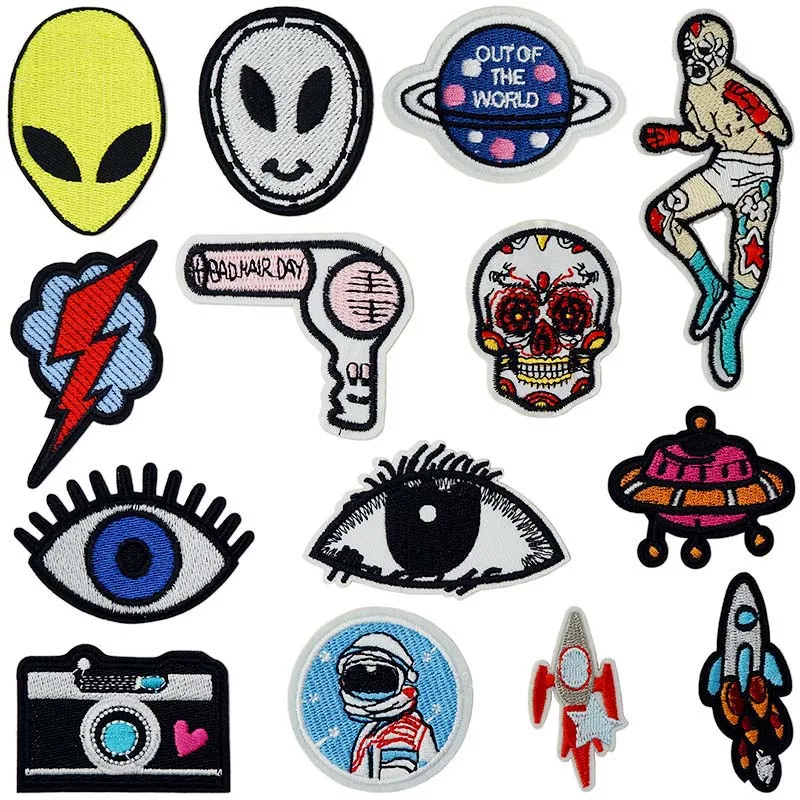 Patch Iron Clothes Alien | Alien Embroidered Patches | Alien Clothing ...