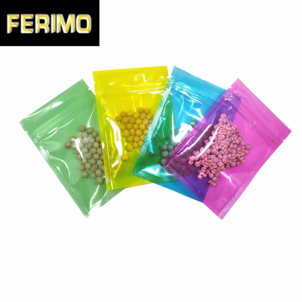 100 pçs/lote 8*12cm colorido claro plástico zip lock pacote saco ...
