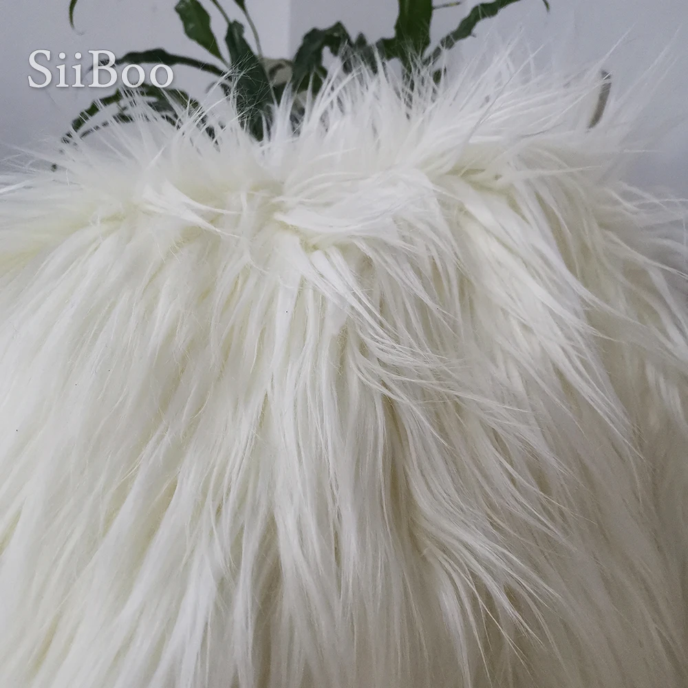 Multi color solid 7cm long pile fluffy fake goat wool fur fabric ...