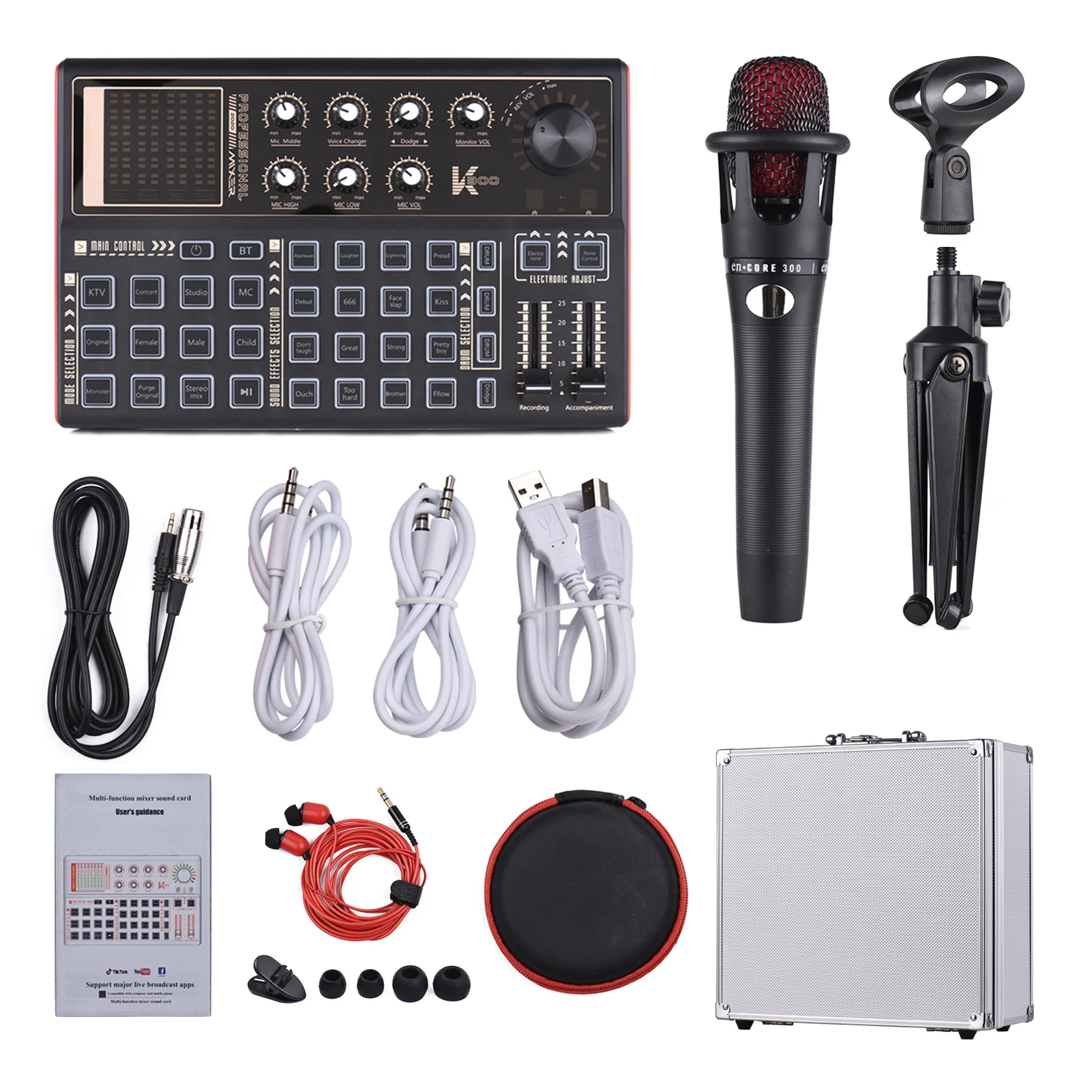 SK300-Live-Sound-Card-External-Voice-Changer-Audio-Mixer-Kit-Built-in ...