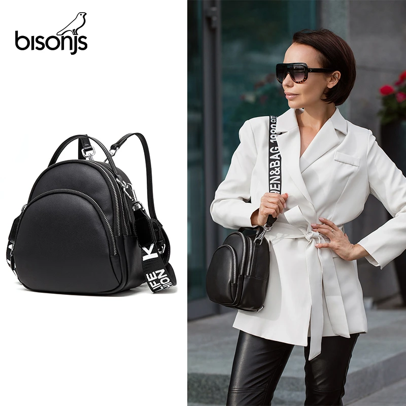 BISONJS Women Multifunction Backpack Womens' Pouch Leather Ladies ...