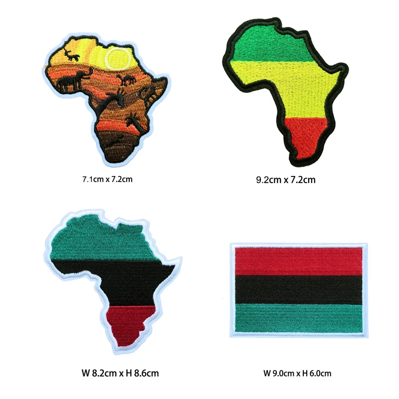 10pcs Africa Map African Animal Embroidered Iron On Patch, Blm Biker ...
