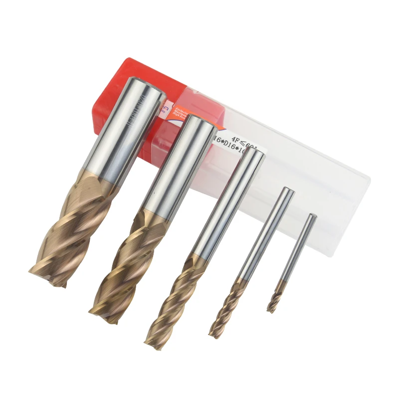Hrc60 1mm 3mm 5mm 8mm 10mm 12mm 16mm 20mm Carbide End Mills 4 Flute ...