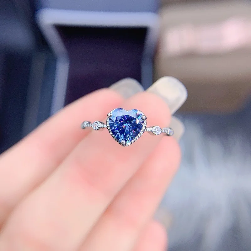 Blue Heart Diamond Ring