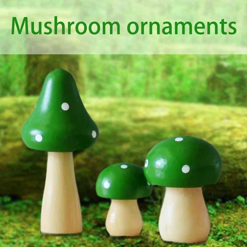 3pcs-Set-Creative-Cute-Solid-Wood-Mushroom-Ornaments-DIY-Craft-Home ...