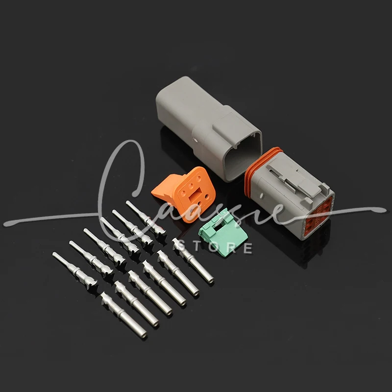 1 Kit 6 Pin Way Dt Series Connector Gray Receptacle Ip67 Waterproof ...