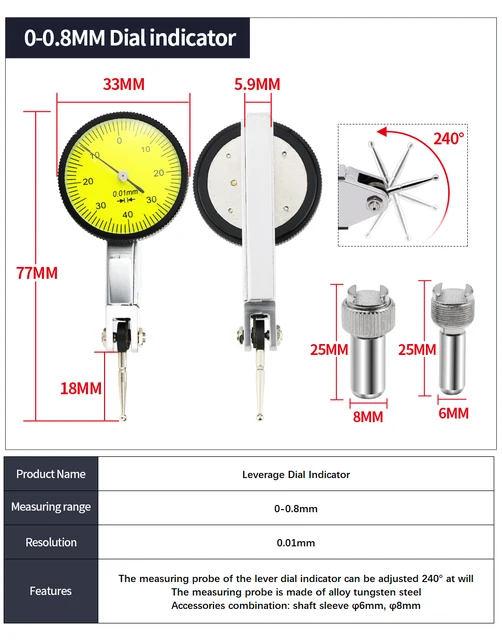 0-10mm/30mm Dial Indicator Precision Comparator Dial Bore Gauge ...