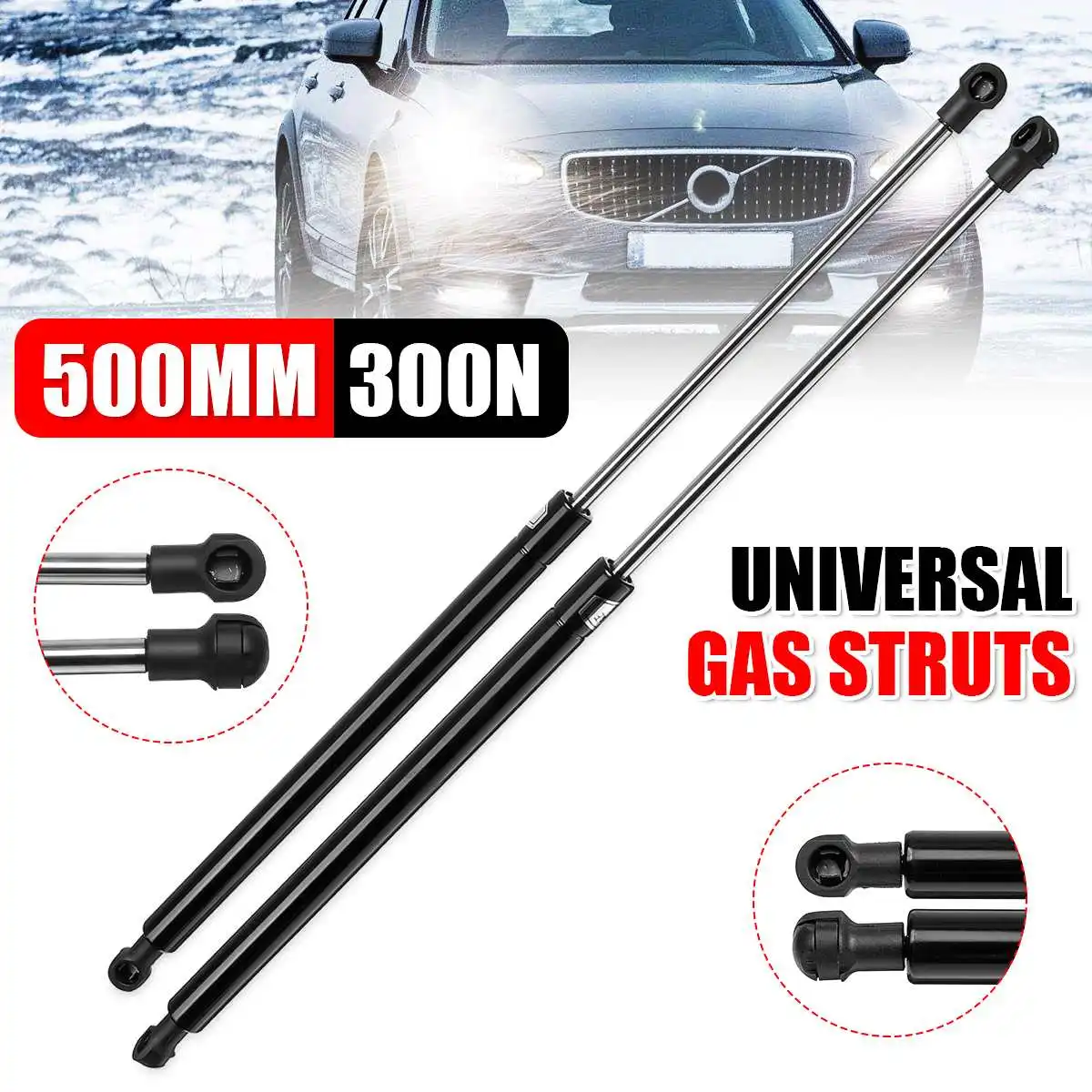 2x Universal 50cm 500mm 300n Car Struts Front Cover Bonnet Hood Rear