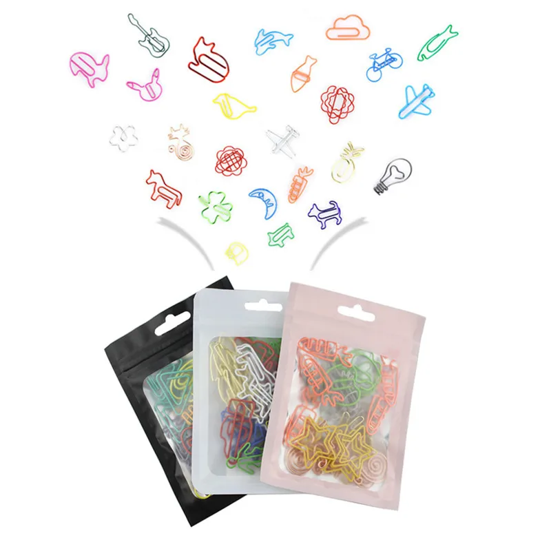 30 PCS Cute paper clip stationeryorganizer combination color paper clip ...