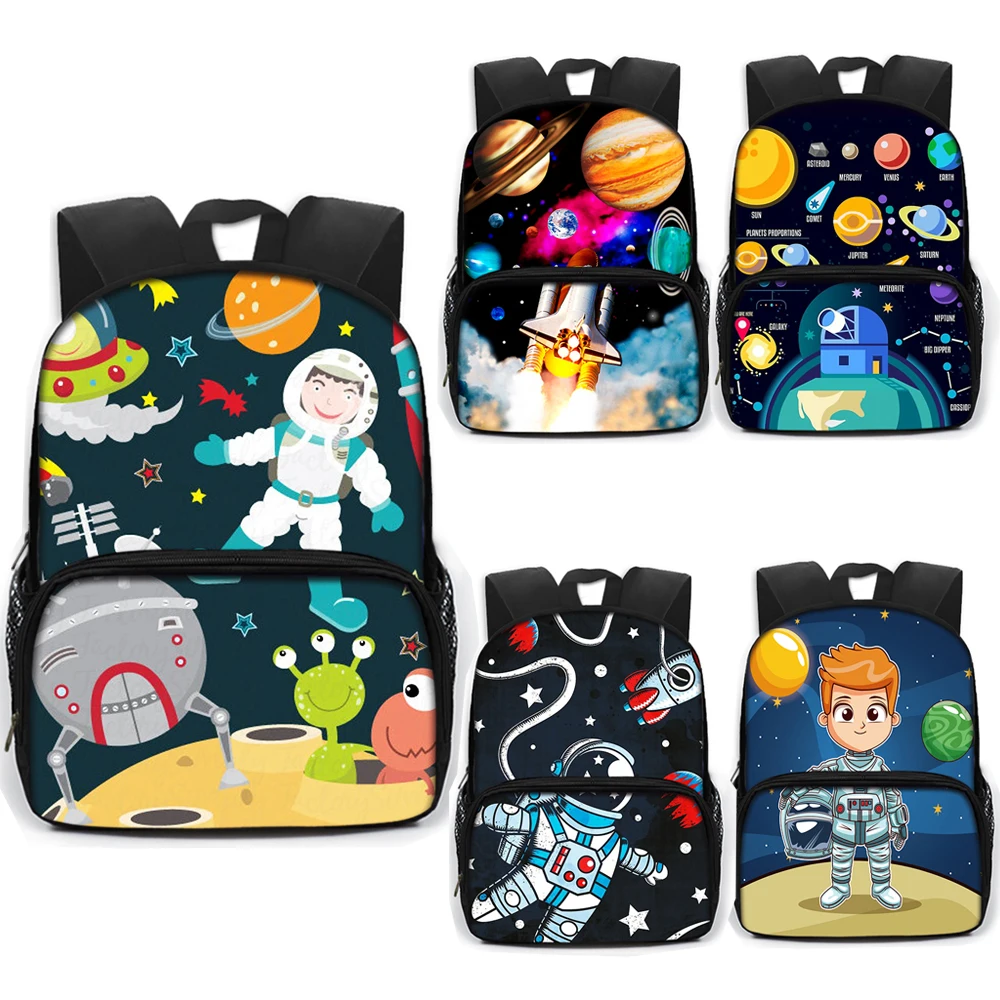 Cartoon-Astronaut-Spaceship-Star-School-Backpack-Baby-Book-Bag-Children ...