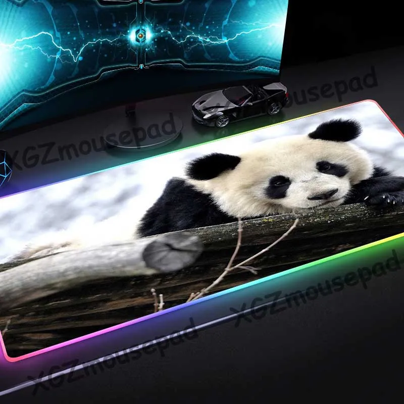 Xgz Rare Animal Panda Custom Large Rgb Mouse Pad Black Lock Edge ...