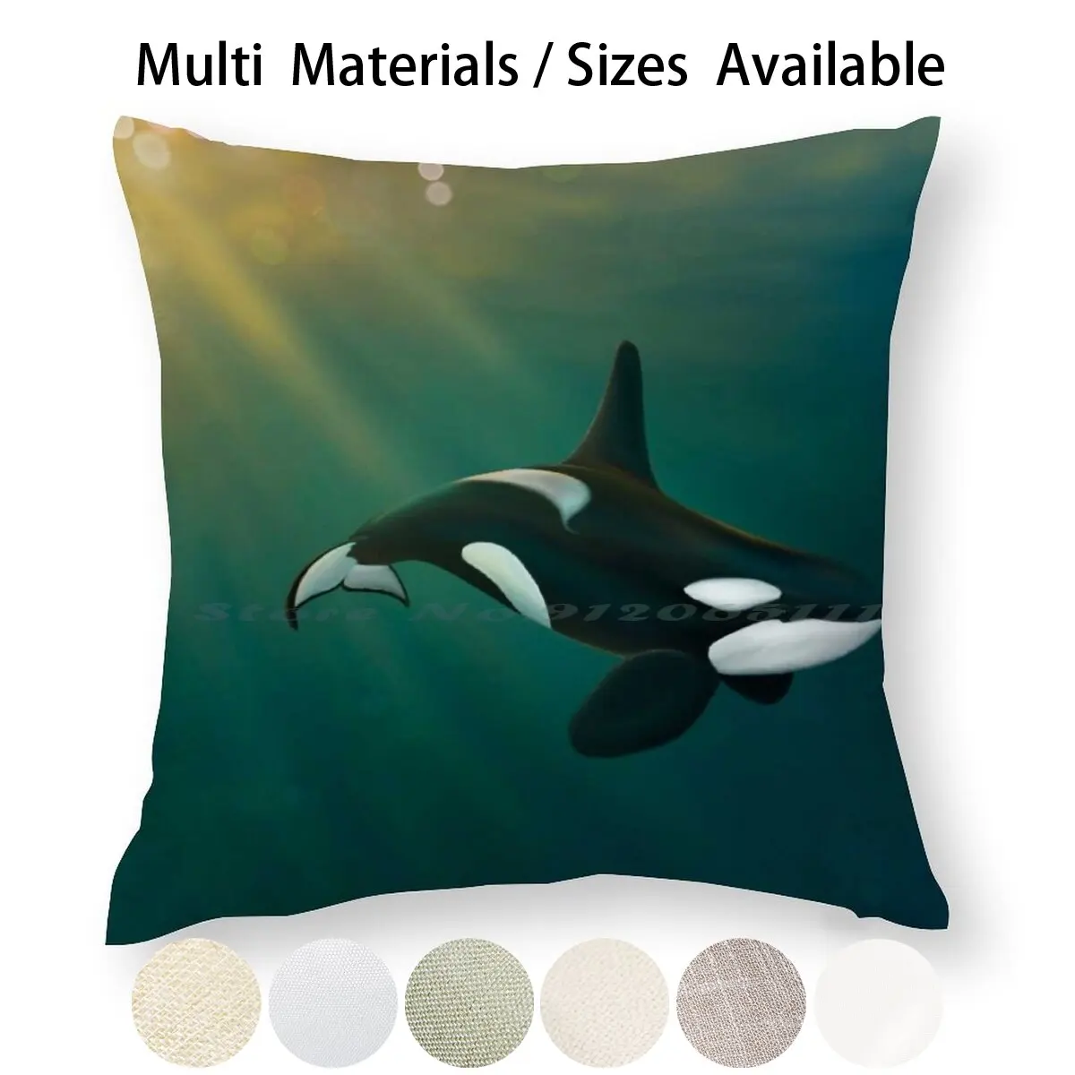 Orca Underwater Sunset Scene Pillow Case Throw Pillow Cover Cotton ...