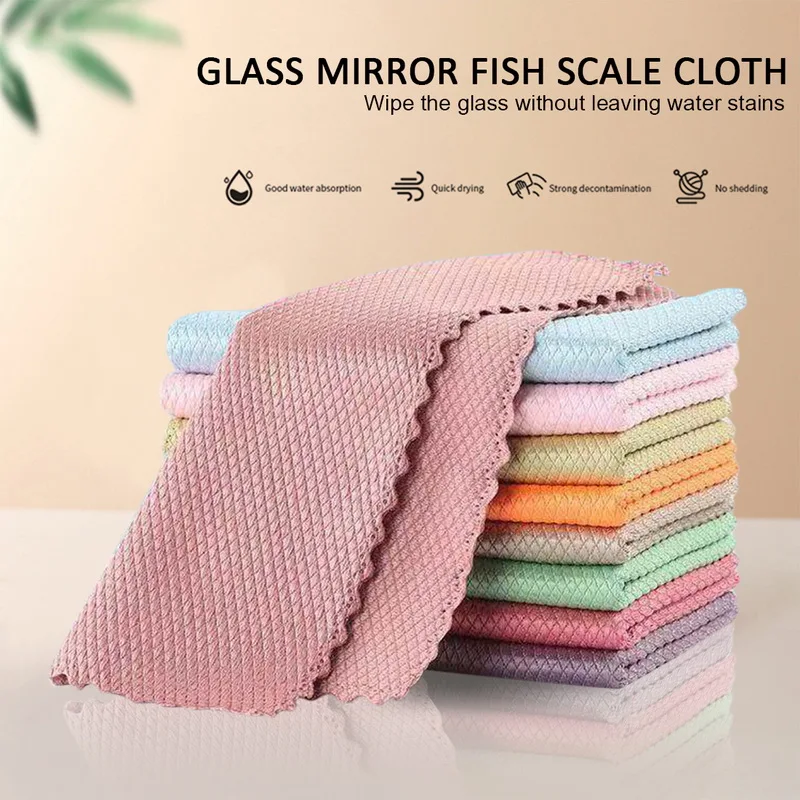 1-10PCS-Special-Fish-Scale-Wipes-For-Glass-Cleaning-Housework-Cleaning ...