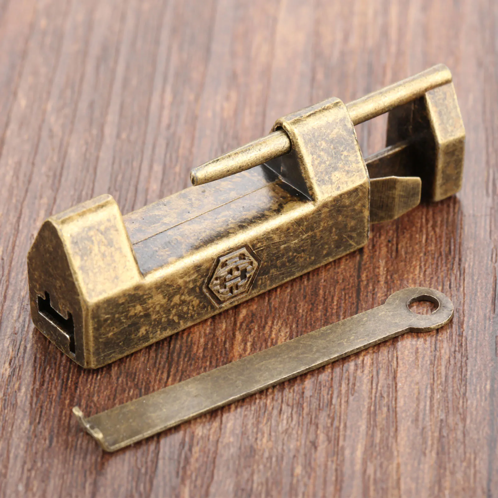 Dreld Antique Bronze Chinese Padlock Vintage Jewelry Wooden Box Old ...