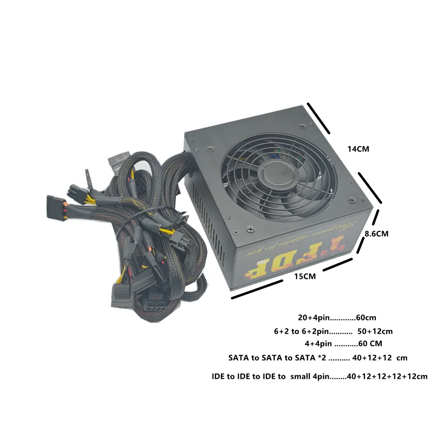 600W 80PLUS GOLD Computer power supply 20+4pin 4+4pin SATA,4pin ...