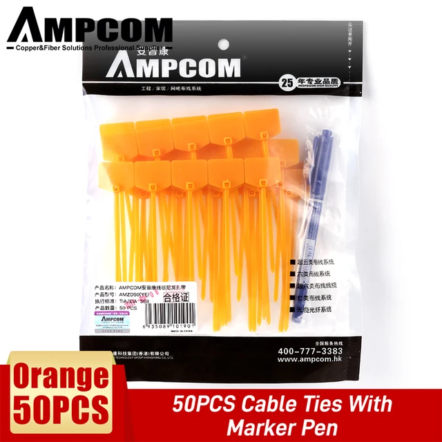 AMPCOM Nylon Zip Ties Cable Label Mark Tags - Write on Ethernet Wire ...