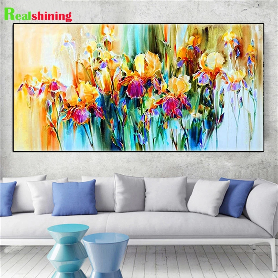 5D DIY Diamond Painting irises Flower Puzzle Embroidery Full Round ...