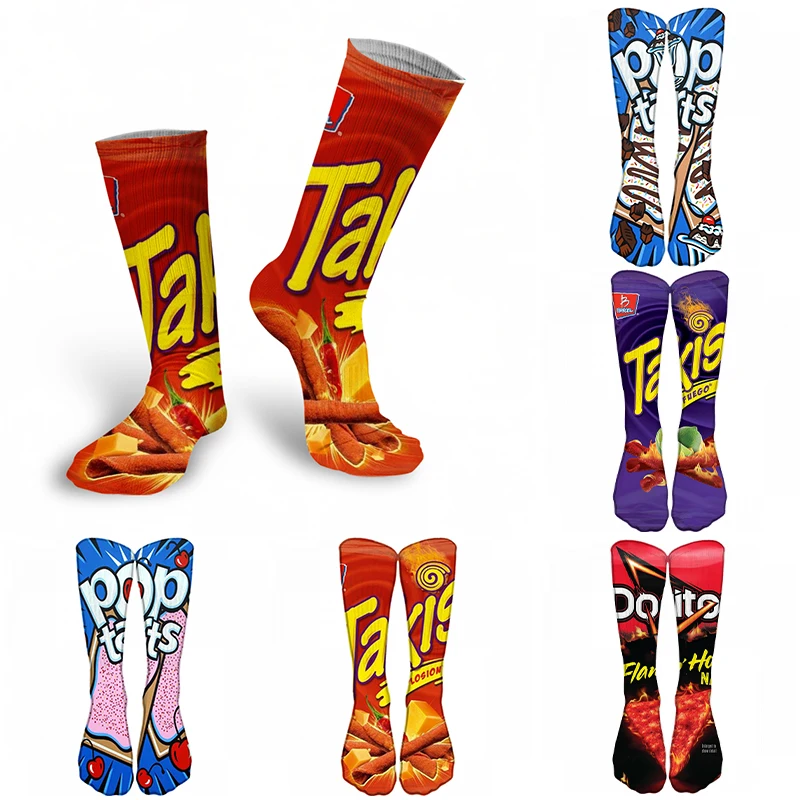 New-Compression-Street-Punk-Socks-Women-Unisex-Funny-Chips-3D-Printed ...