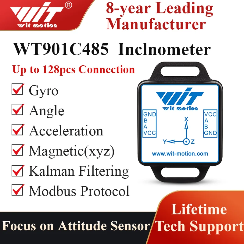 Witmotion Wt901c485 9-axis Ahrs Inclinometer Acceleration+gyro+angle (xy 0.05° Accuracy)+digital ...