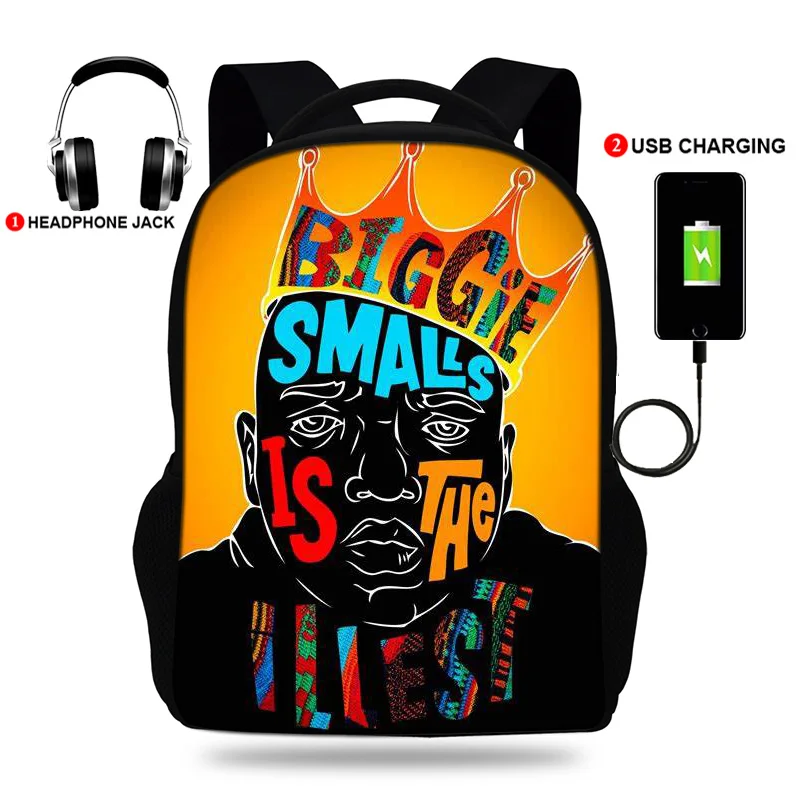 High quality Singer B.I.G BIGGIE Soccer Star USB Charging Backpack For ...