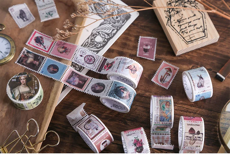 1 Roll Washi Tape Creative Vintage Stamp DIY Scrapbooking Album Diary ...