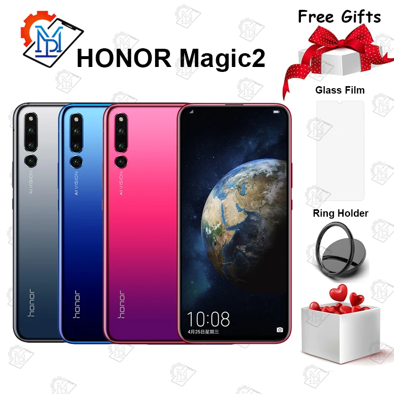 Original HONOR Magic2 Mobile Phone 6.39 inch 8GB 128GB Kirin 980 Octa Core Android 9.0 In Sceen ...