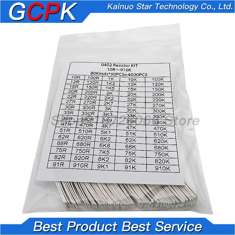 4000pcs-0402-SMD-Resistor-Kit-Assorted-Kit-10ohm-910K-ohm-5-80valuesX ...