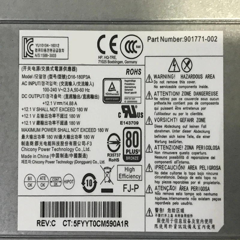 PSU For HP 600 800 G3 G4 4Pin 180W Power Supply 901771-002 901772-003 ...