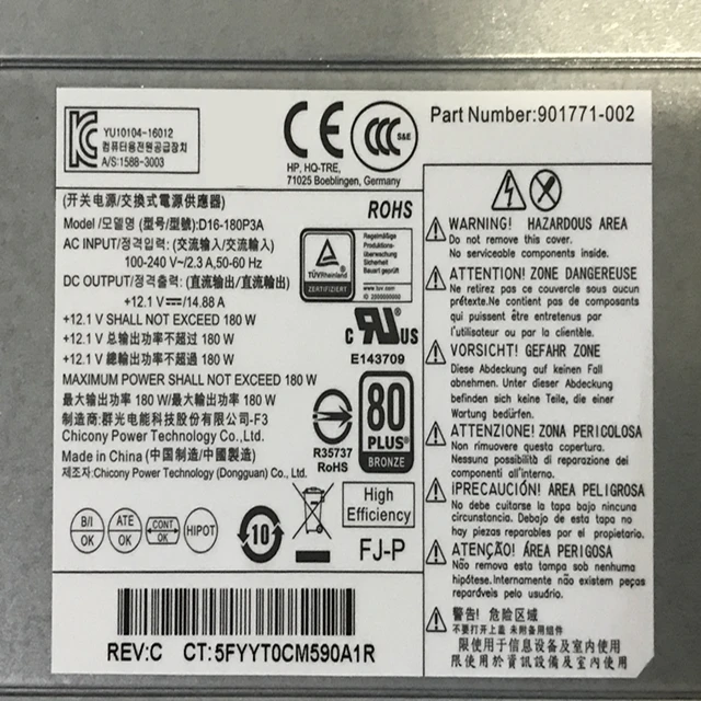 PSU For HP 600 800 G3 G4 4Pin 180W Power Supply 901771-002 901772-003 D16-180P3A D16-180P2A ...