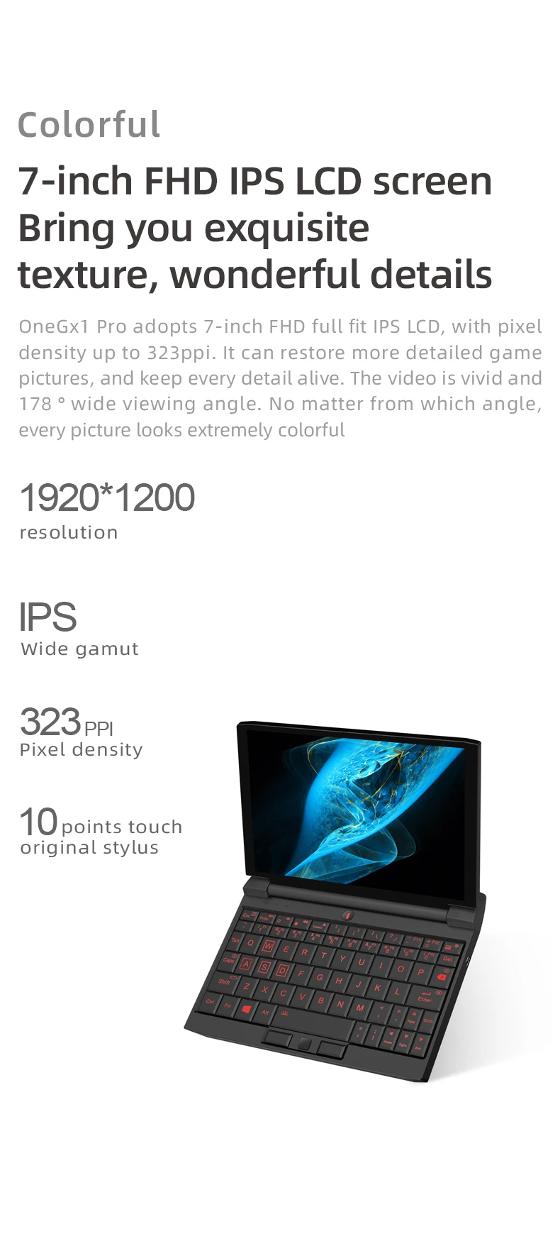 OneGx1 Pro Gaming Laptop One GX Pocket Mini PC 7'' Win10 i7-1060G7 16GB ...