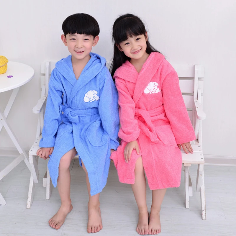Kids-Cartoon-Hooded-Robe-100-Cotton-Toweling-Terry-Robe-Boy-Girls ...