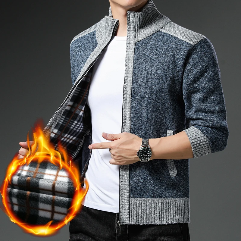 Knit-Cardigan-Men-s-Fashion-Sweater-Coat-Autumn-Winter-Fleece-Thick ...
