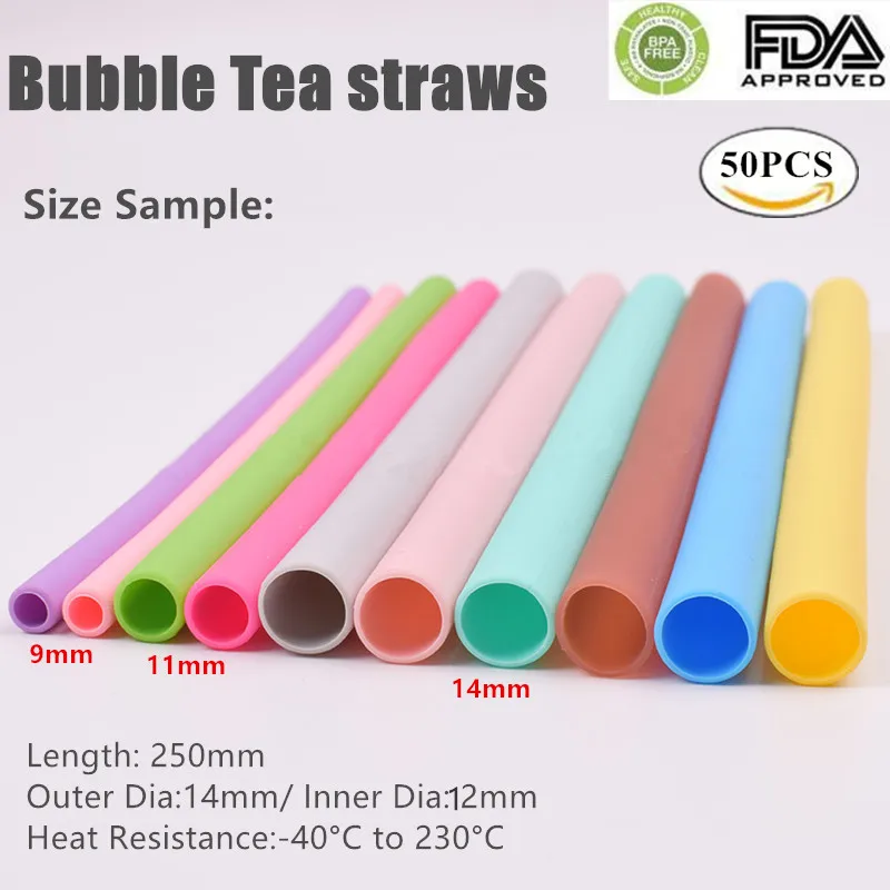 Bubble Tea Straws- Straws Stainless Steel 8 Pieces Of Colored Straw ...
