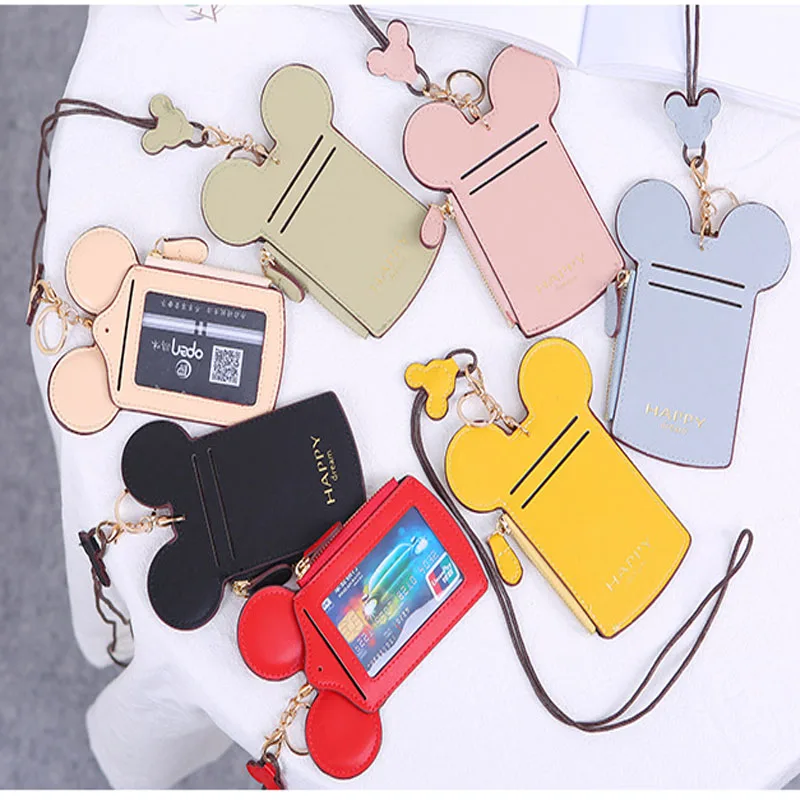 Korea-Cartoon-Mouse-Chest-Hanging-Neck-Rope-Women-Wallets-Zipper-PU ...