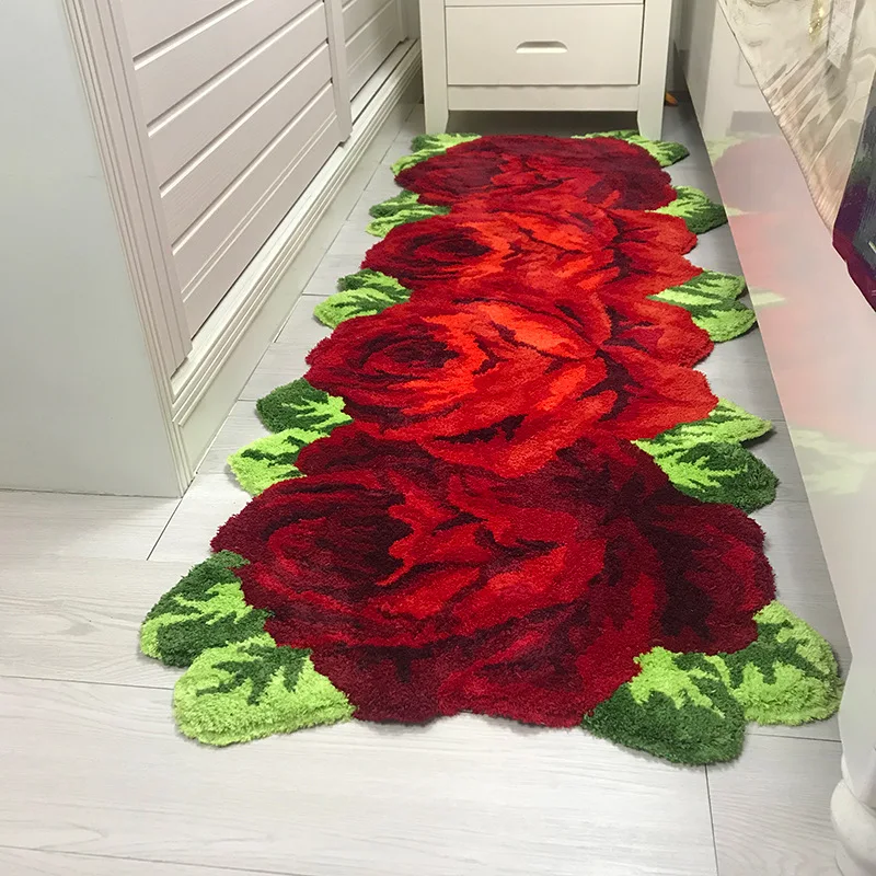 new-3D-red-rose-living-room-carpet-table-bedroom-rug-bedside-thick-pink ...