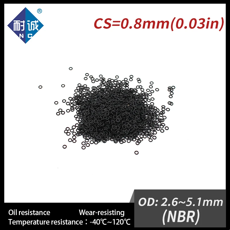 10PCS/Lot Nitrile Rubber Black NBR CS0.8mm OD2.6/3/3.6/4.1/4.3/4.5/4.9 ...