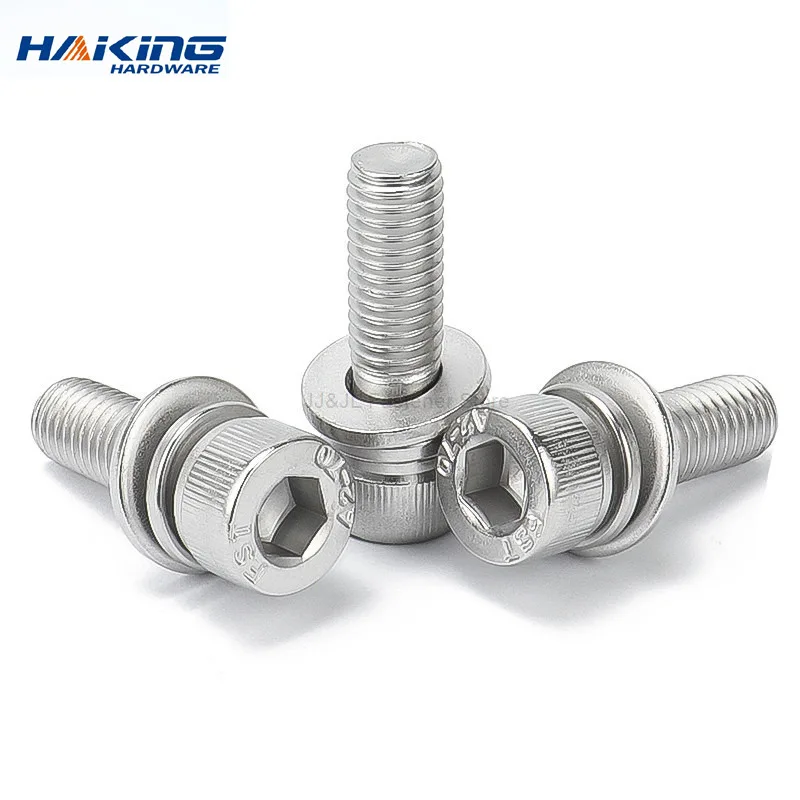 Vis À Tête Hexagonale Avec Rondelle, En Acier Inoxydable, M3 M4 M5 M6 ...