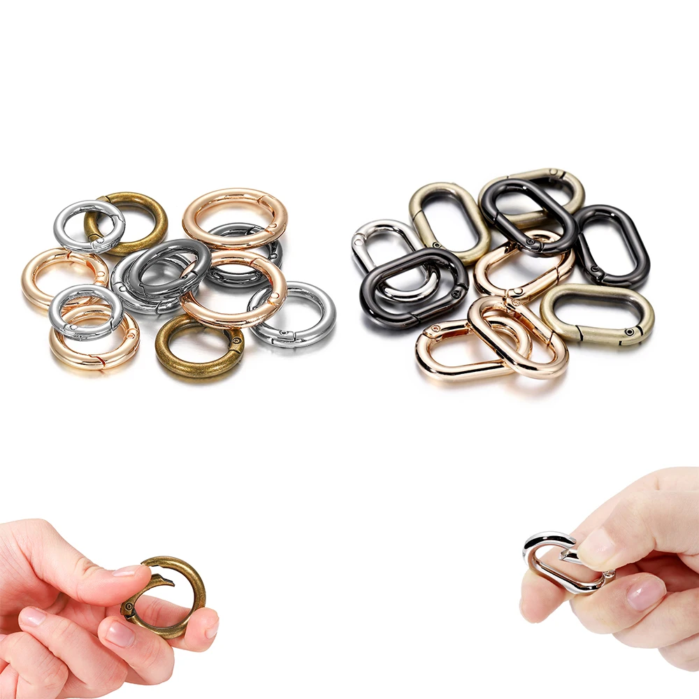 5Pcs-Metal-Oval-O-Spring-Ring-Round-Buckles-Clips-Carabiner-Open-Ring ...