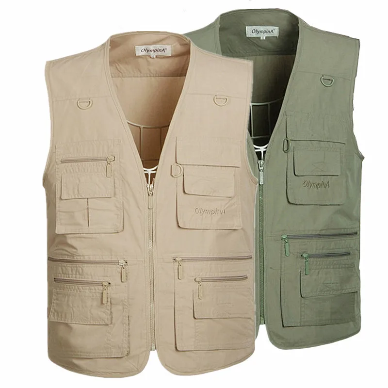 Verão dos homens Do Exército Cáqui Coletes para Homens Multi Bolsos ...