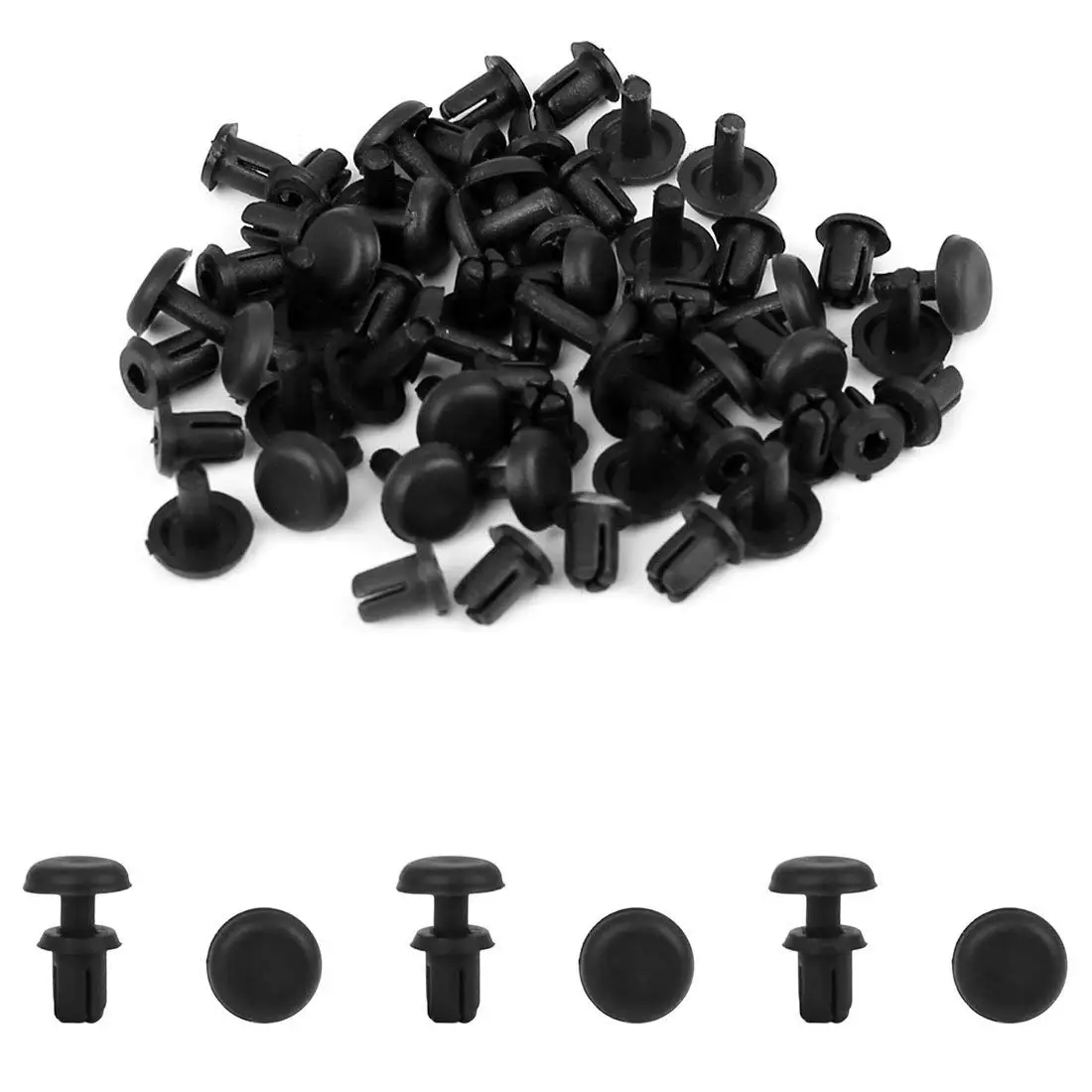 30Pcs-4mm-Black-Plastic-Rivets-Push-Type-Panel-Retainer-Fastener-Clip ...