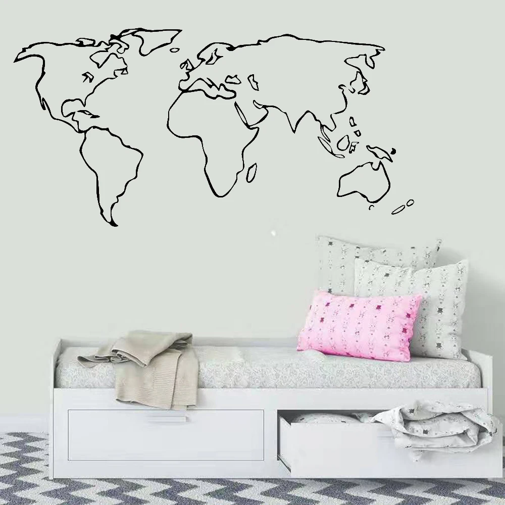 NEW Design World Map Vinyl Wall Sticker Wallpaper For Living Room ...
