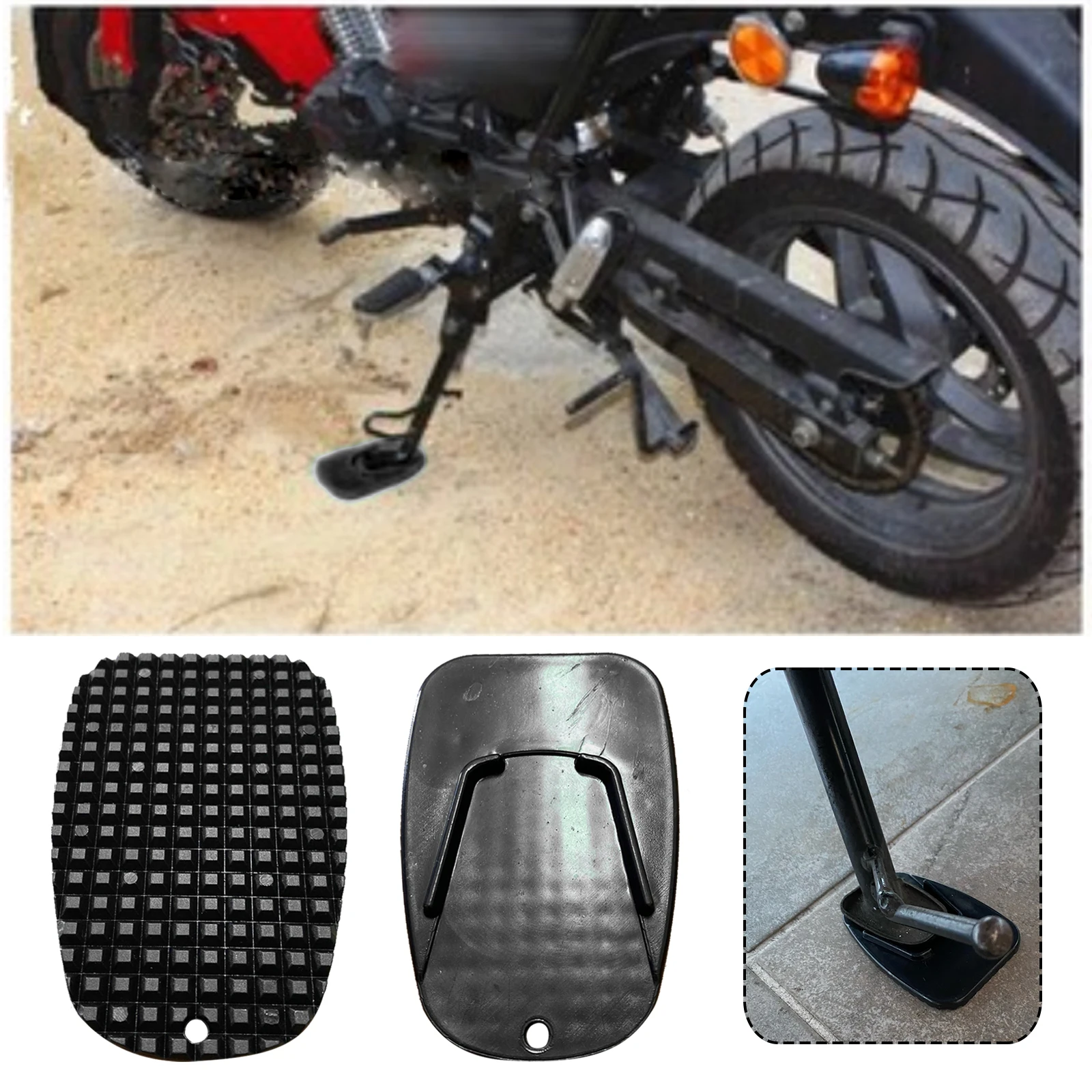Motorcycle Plastic Kickstand Side Kick Stand Pad Plate Base Universal ...